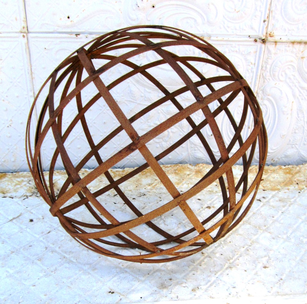 18" Metal Strap Ball - Wrought Iron Garden Sphere