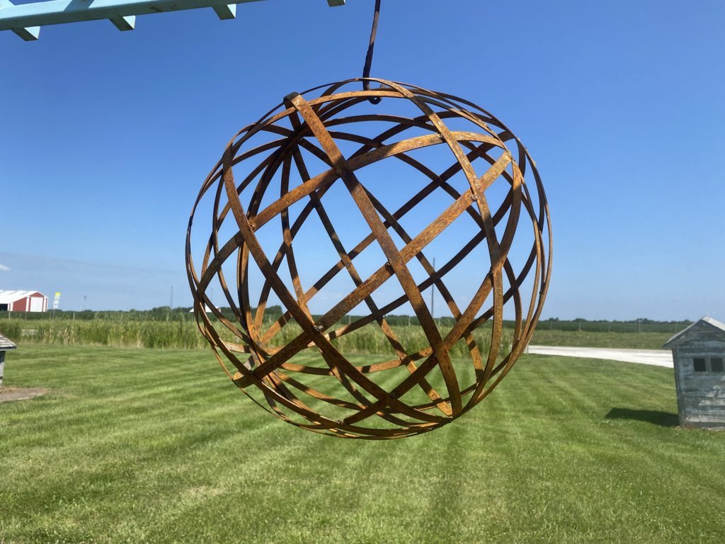 18" Metal Strap Ball - Wrought Iron Garden Sphere