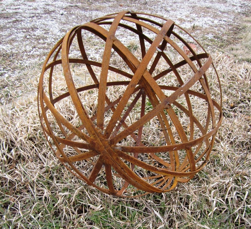 18" Metal Strap Ball - Wrought Iron Garden Sphere