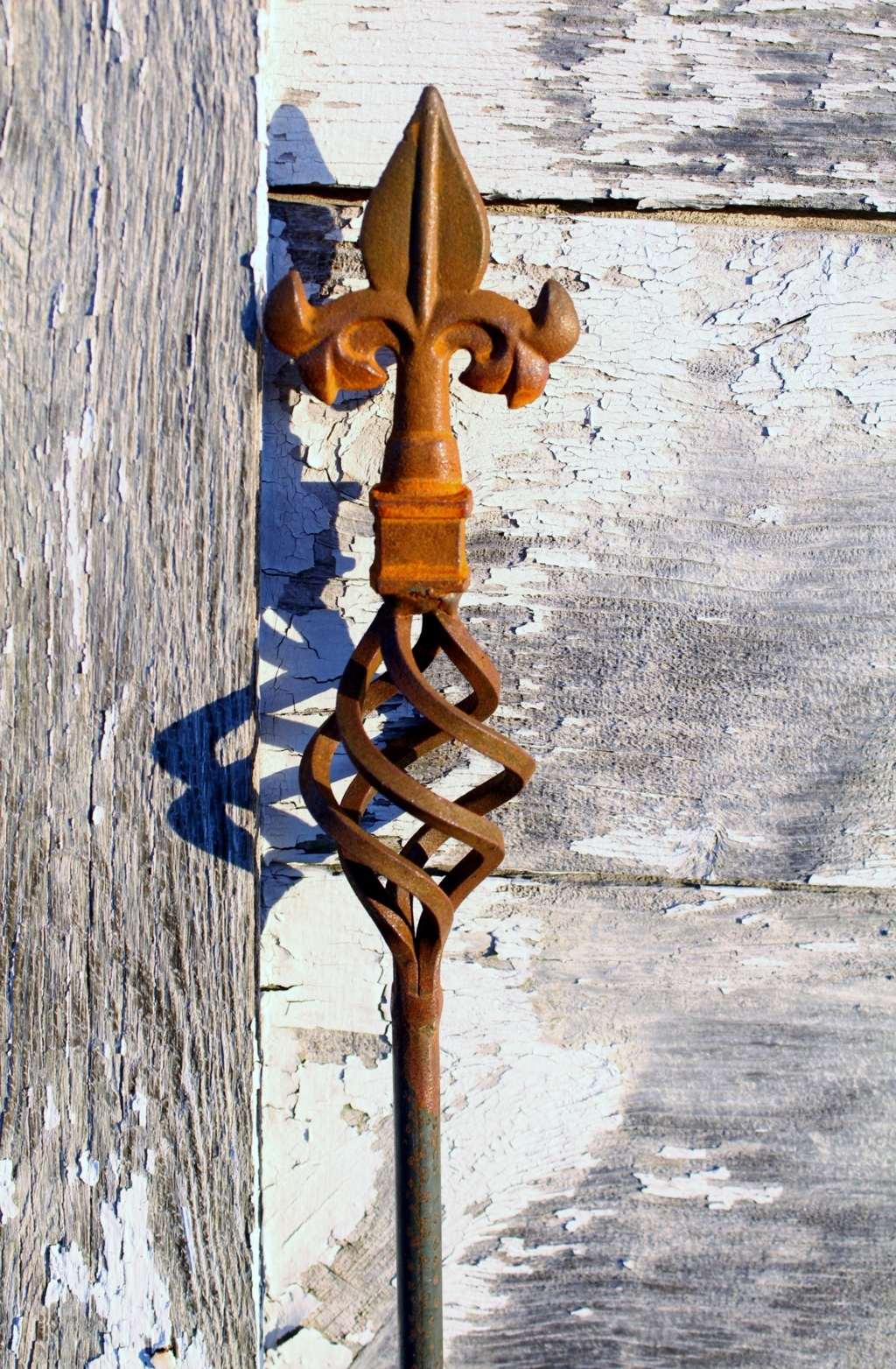 2 Metal Garden Stakes Cast iron Finial Plant Supports
