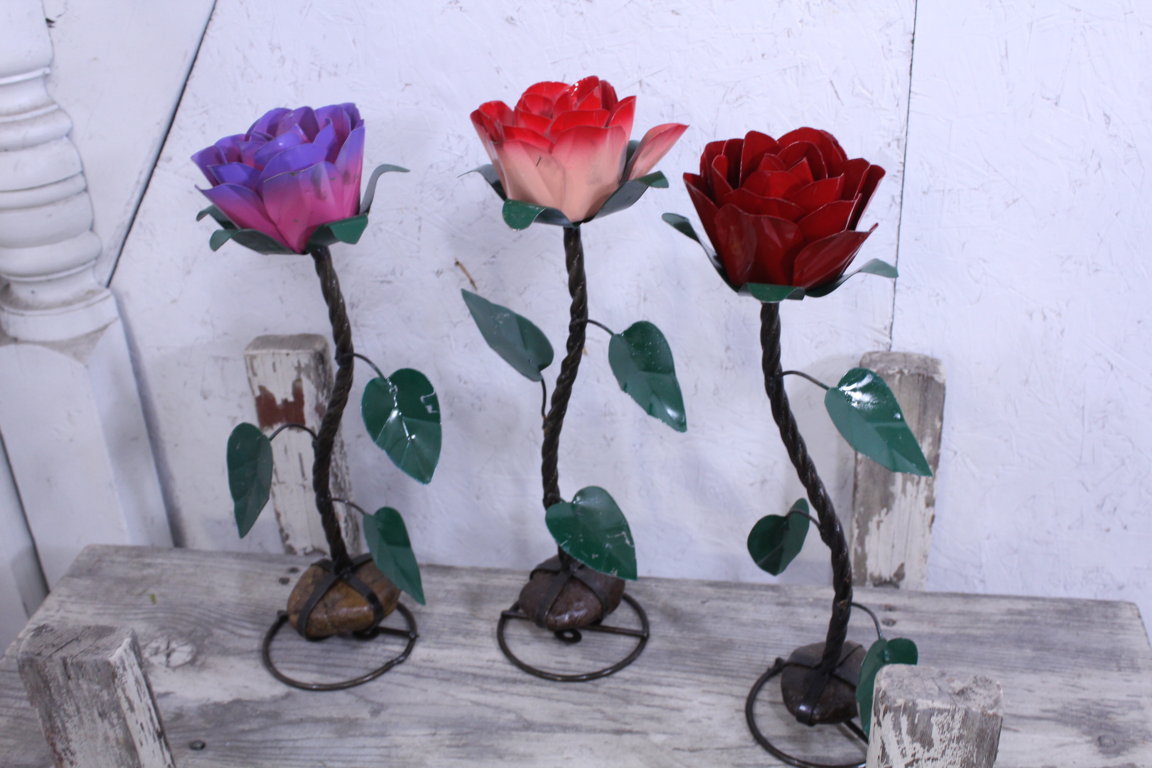 21" Rose Rock Garden Art Yard Ornament