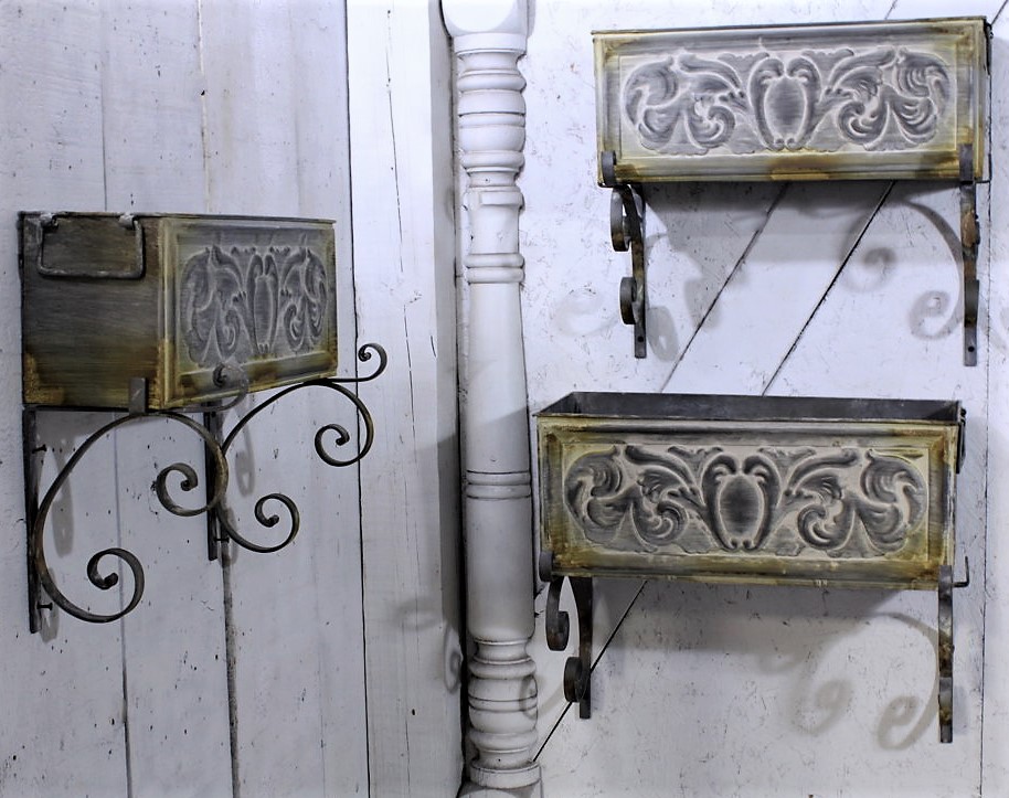 22" Metal Embossed Windowbox Planter Decorative Container