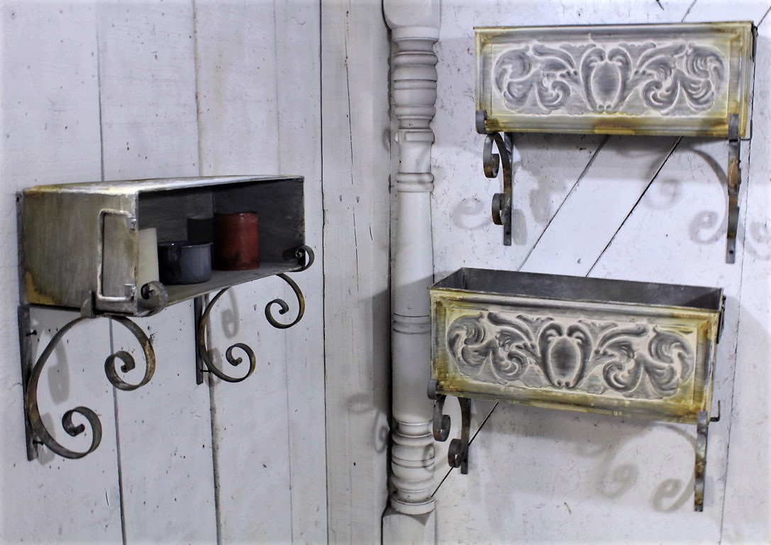 22" Metal Embossed Windowbox Planter Decorative Container