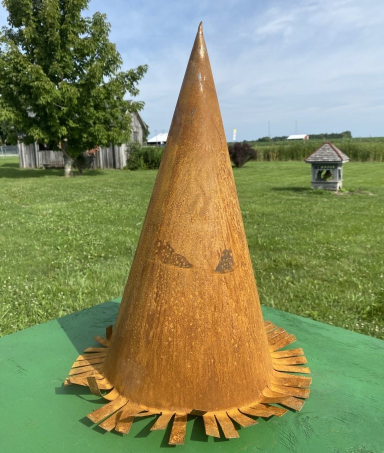 22" x 15" Large Rusty Metal Witch Hat Halloween Decoration