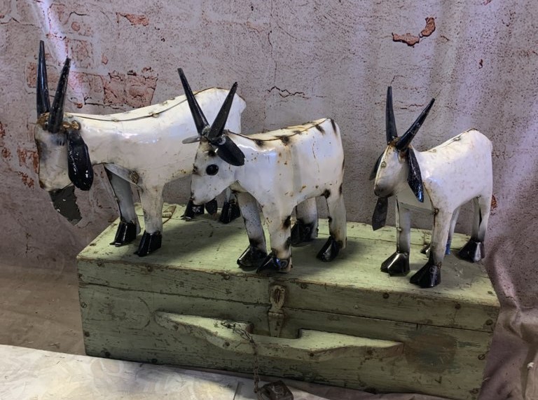 16" Large Recycled Germaine Metal Goat - Barn Yard Art Statue - Lawn ...