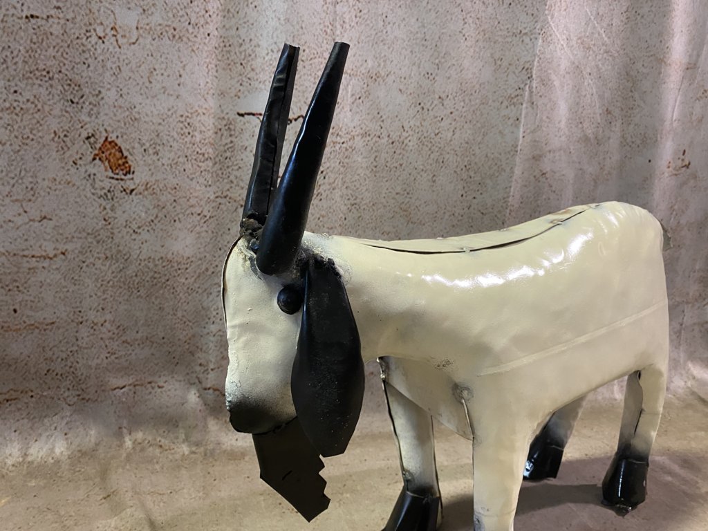 16" Large Recycled Germaine Metal Goat - Barn Yard Art Statue - Lawn ...