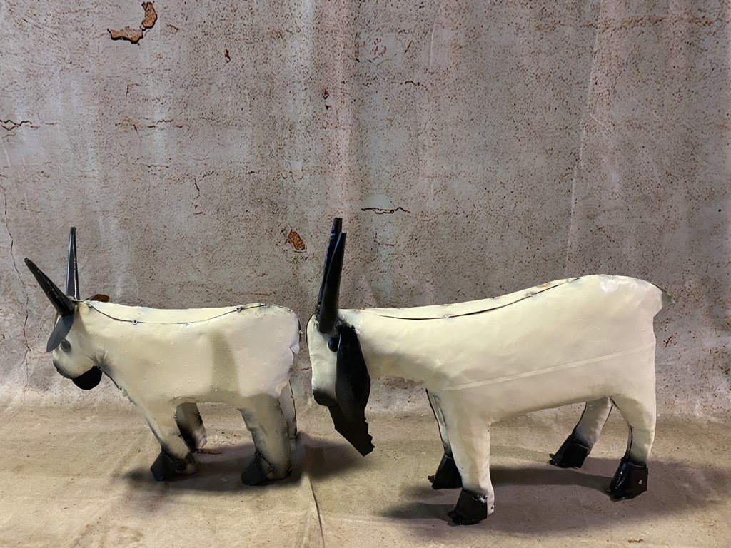 16" Large Recycled Germaine Metal Goat - Barn Yard Art Statue - Lawn ...