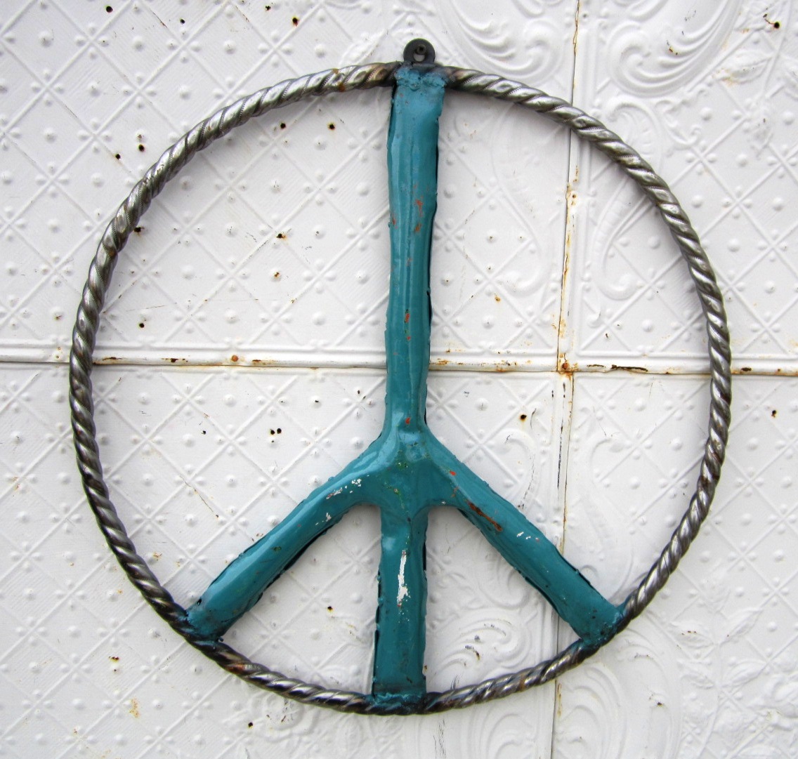 24" Braided Metal Peace Sign Wall Art