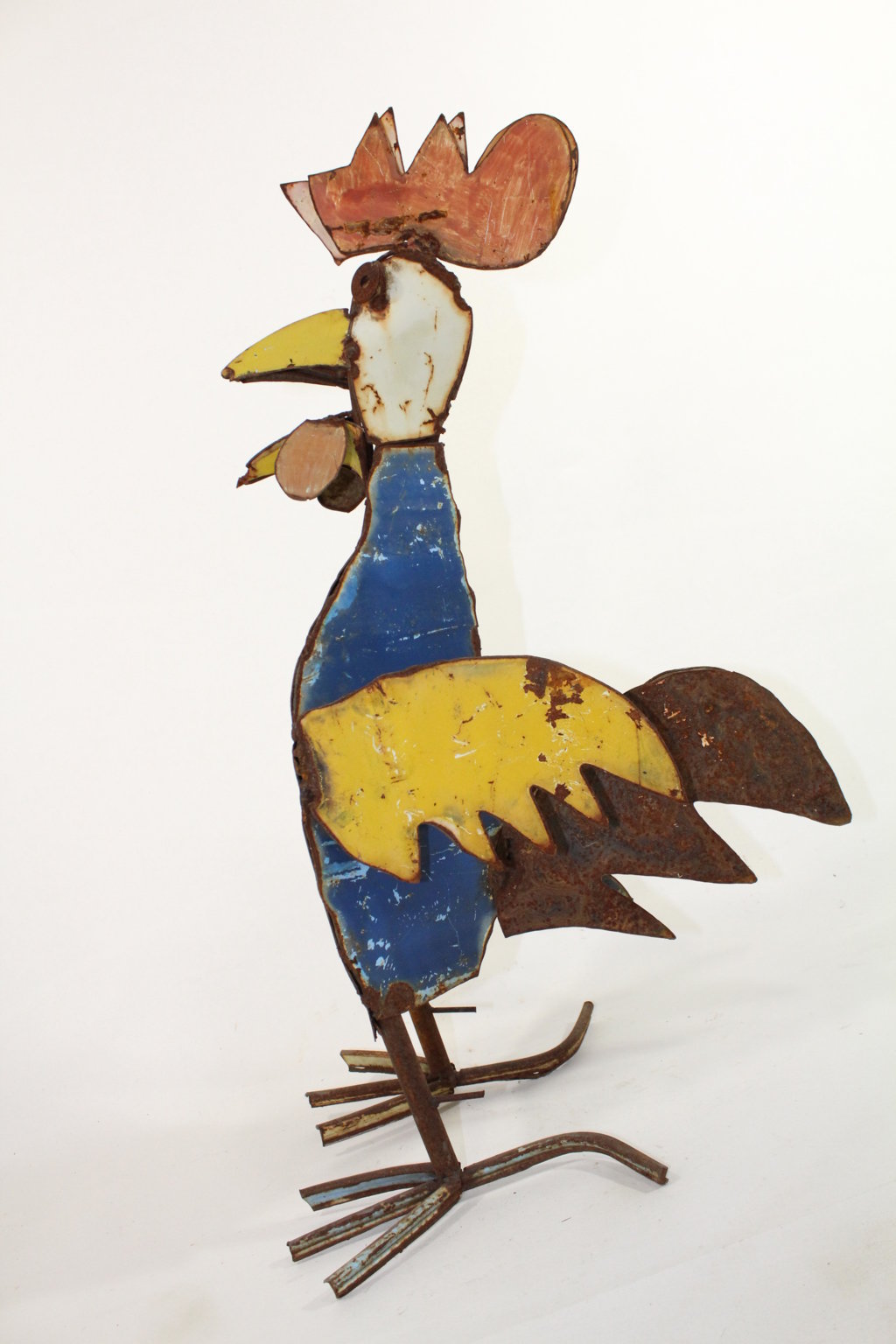 25" Recycled Tin Funky Rooster Folk Art Yard Decor