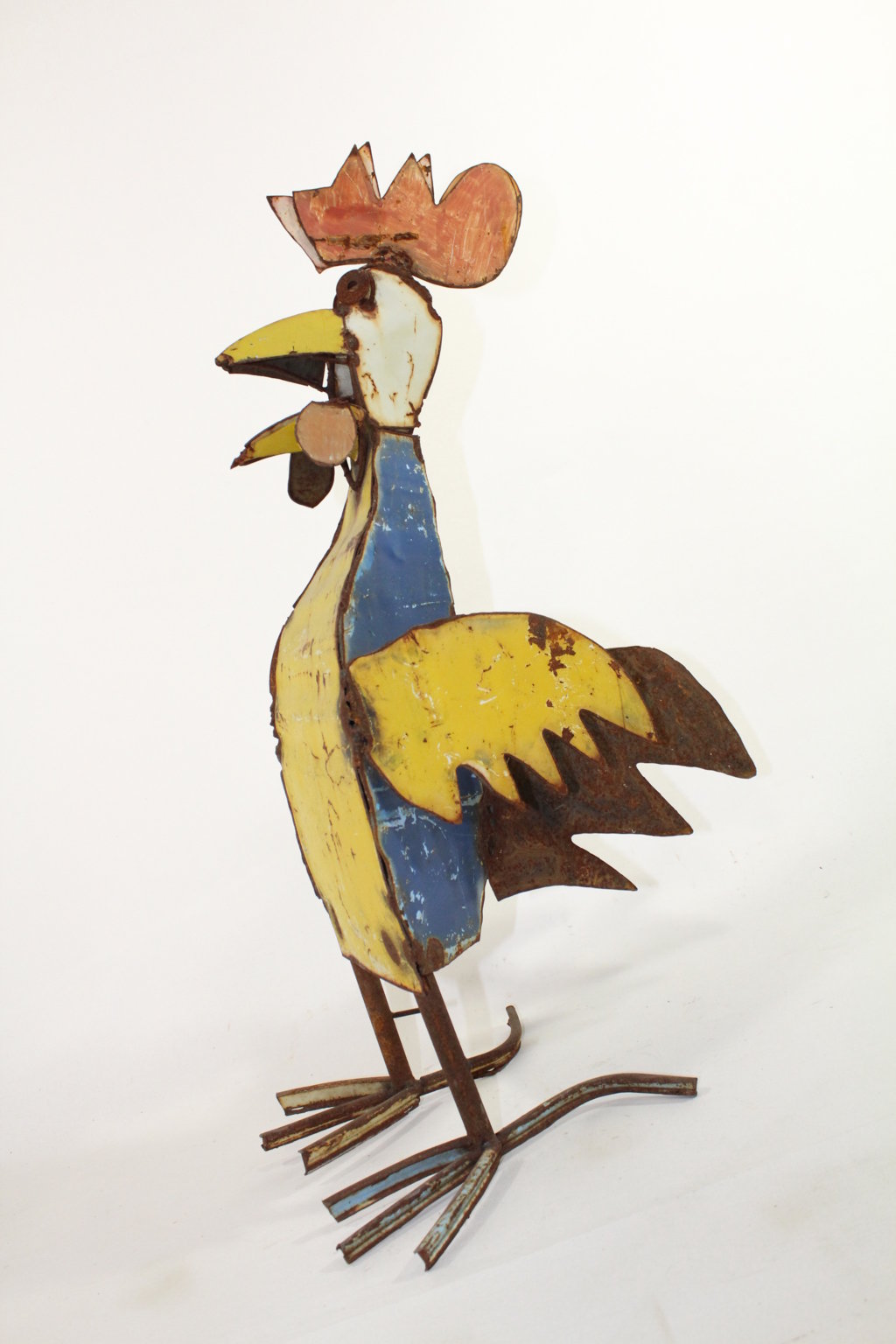 25" Recycled Tin Funky Rooster Folk Art Yard Decor