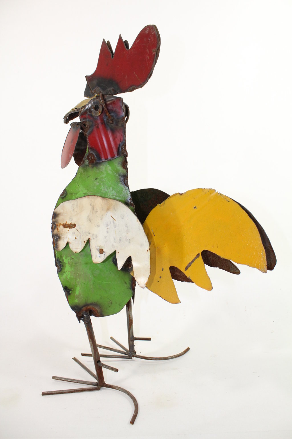 25" Recycled Tin Funky Rooster Folk Art Yard Decor