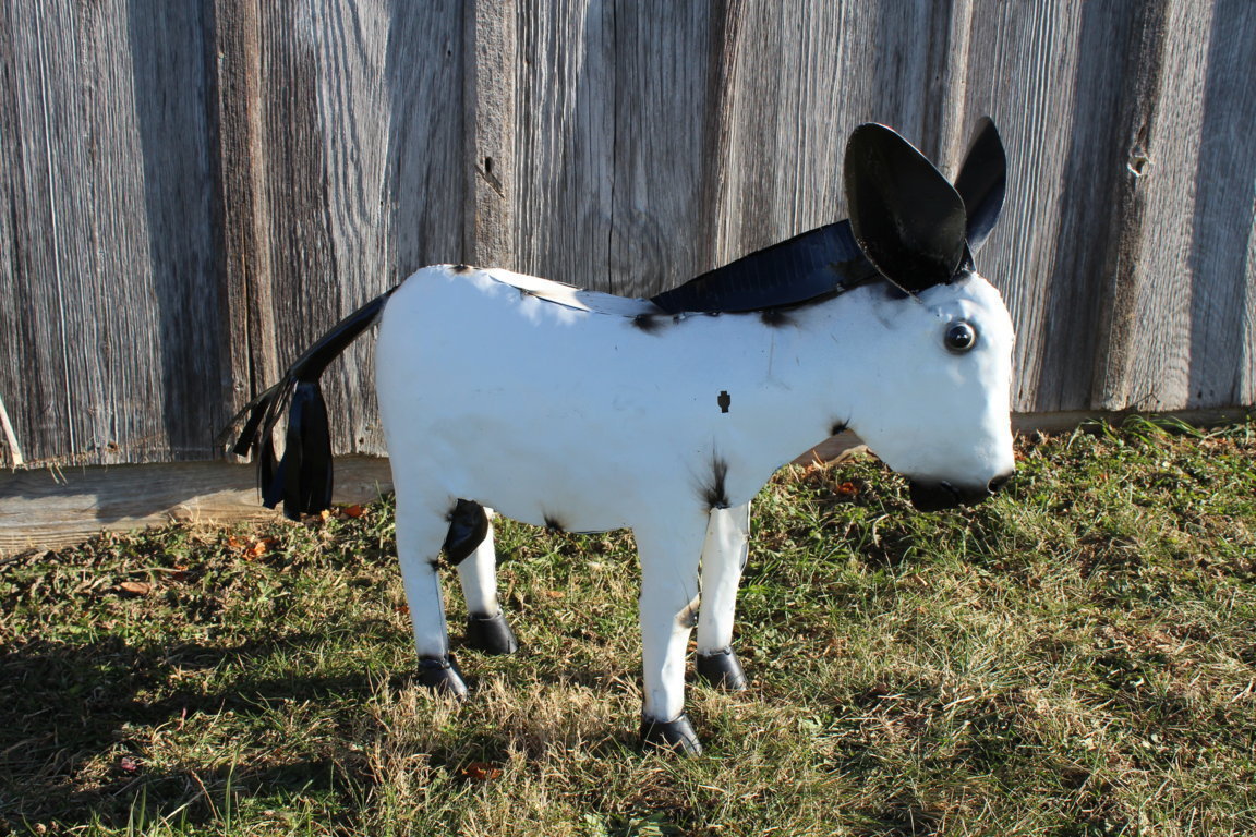 24" Small Recycled Metal Daniel Donkey Farm Animals