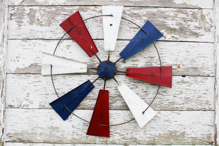 27" Americana Metal Windmill Wall Decor Ornamental Vane