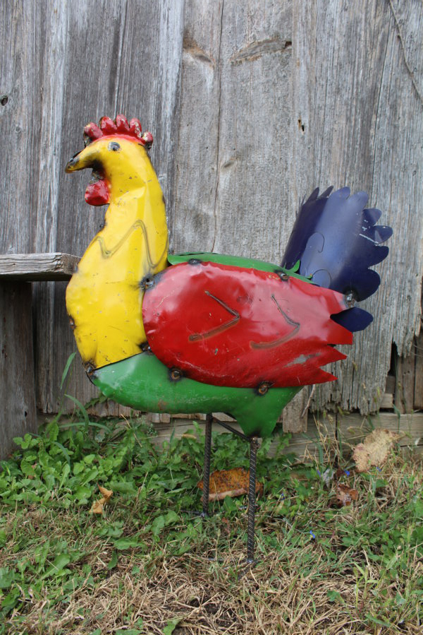 27" Recycled Metal Helga Hen Female Barnyard Fowl Chicken