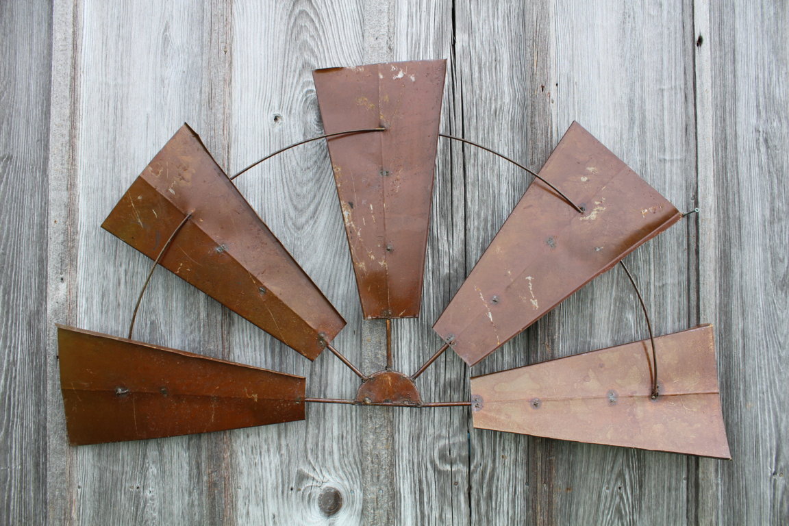 28" Large Rustic Metal Half Windmill Country Farm Wall Art Barn Decor