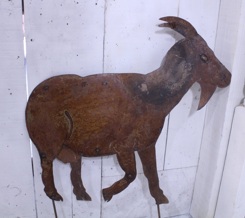 29" Metal Mama Goat - Recycled Metal Art - Garden Statue