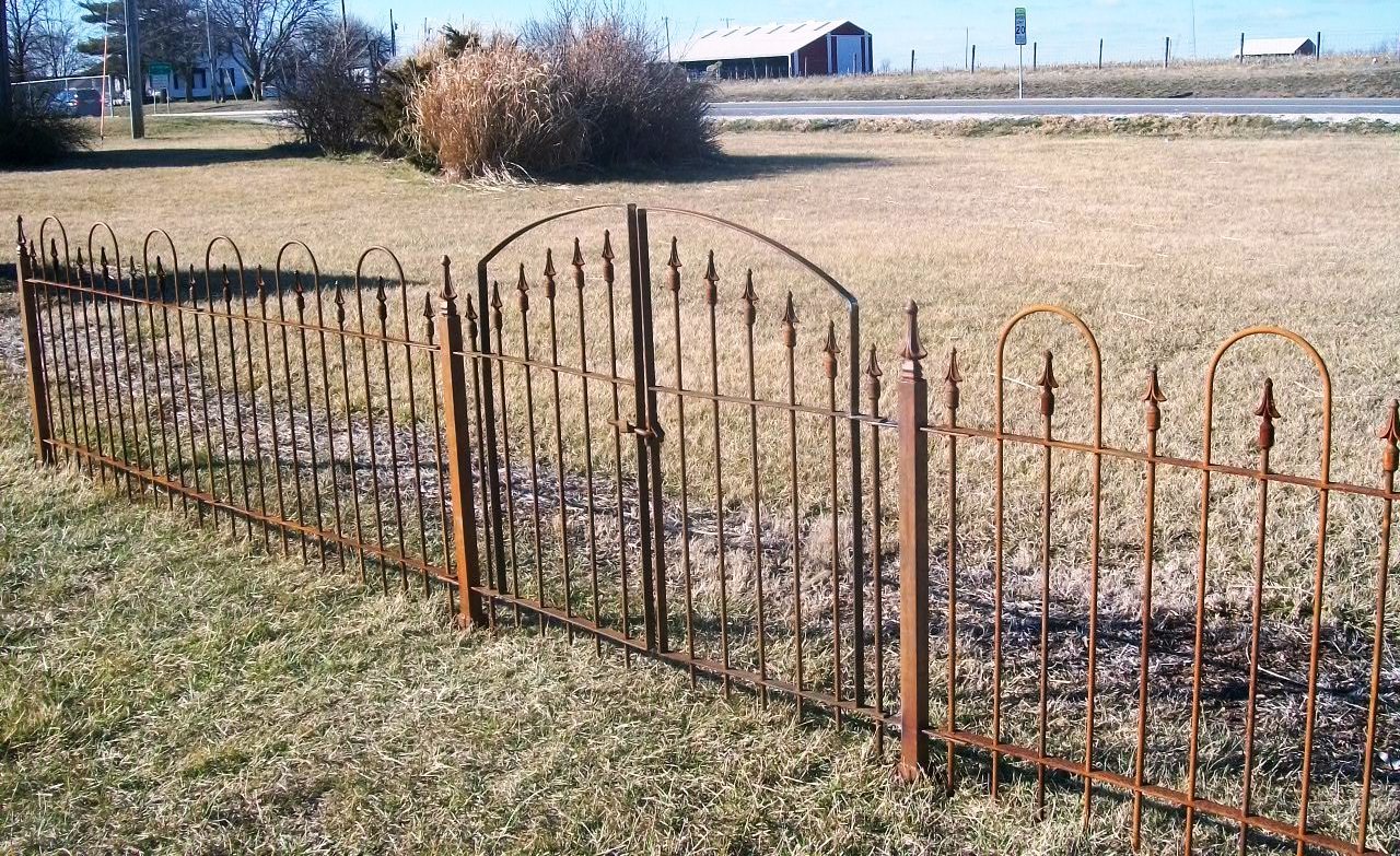 3 Foot Tall Iron Fence Gate - Double Swing Gate - Cast Iron Stakes