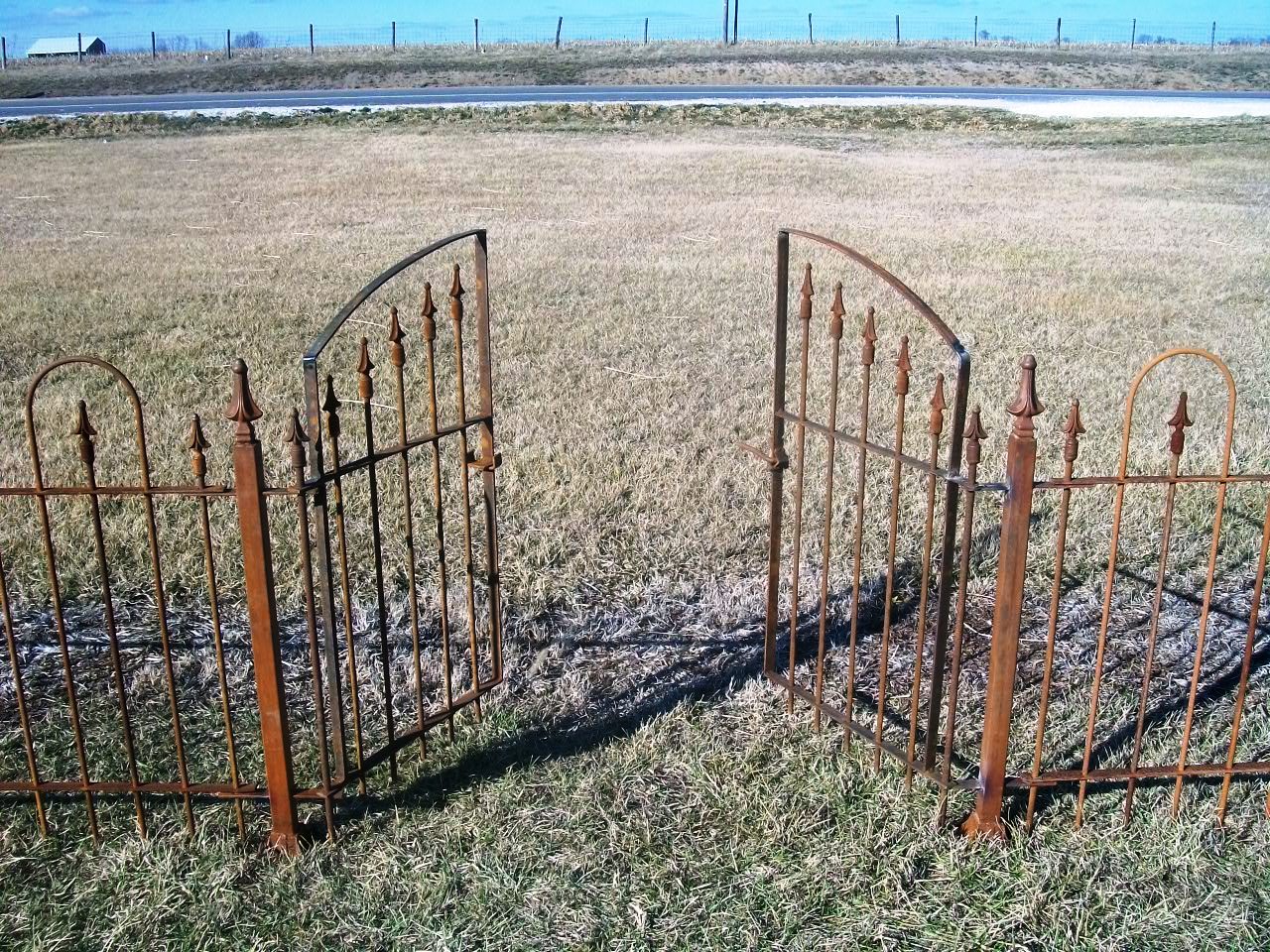 3 Foot Tall Iron Fence Gate - Double Swing Gate - Cast Iron Stakes