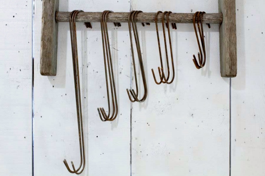 3 Wrought Iron 12" Rustic Metal S Hooks