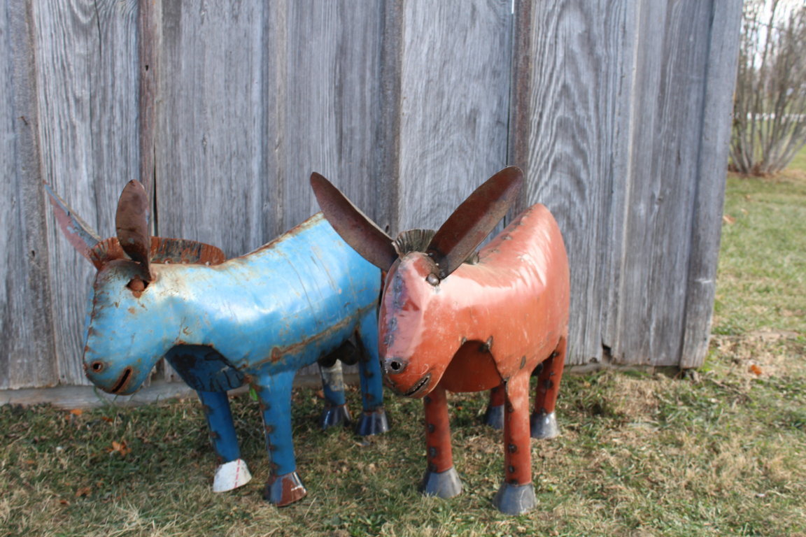 32" Recycled Large Metal Darin Donkey Farm Animal Yard Decor