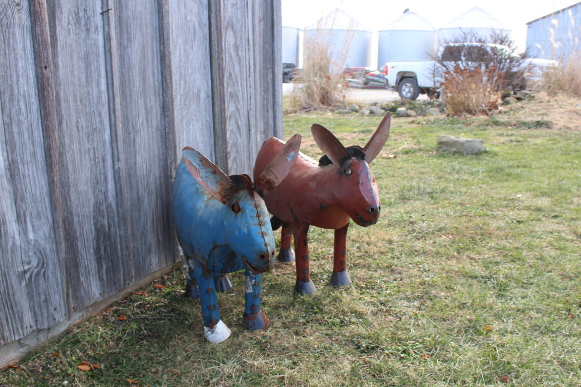 32" Recycled Large Metal Darin Donkey Farm Animal Yard Decor