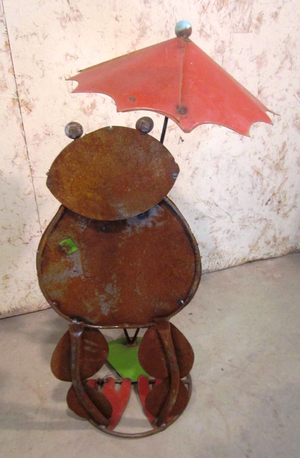 28" Recycled Metal Large Frog - Recycled Metal Art - Garden Ornament