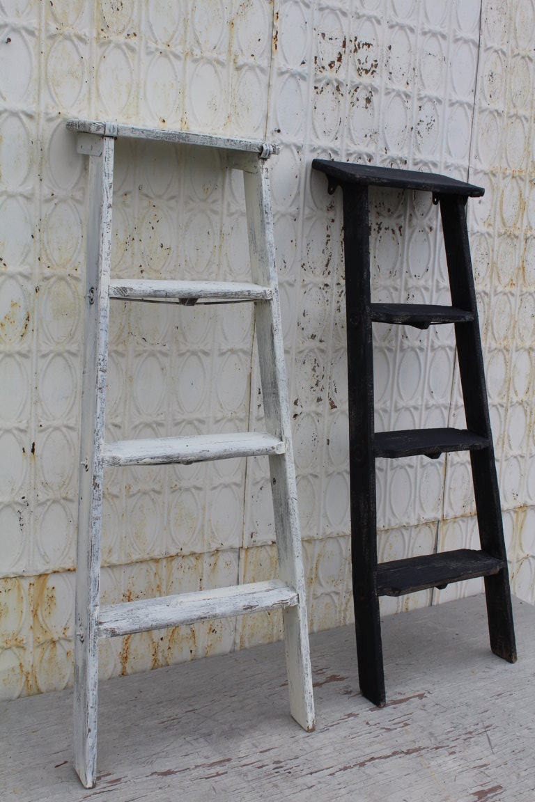 4 Step - Half Step Wood Ladder Small Shelf