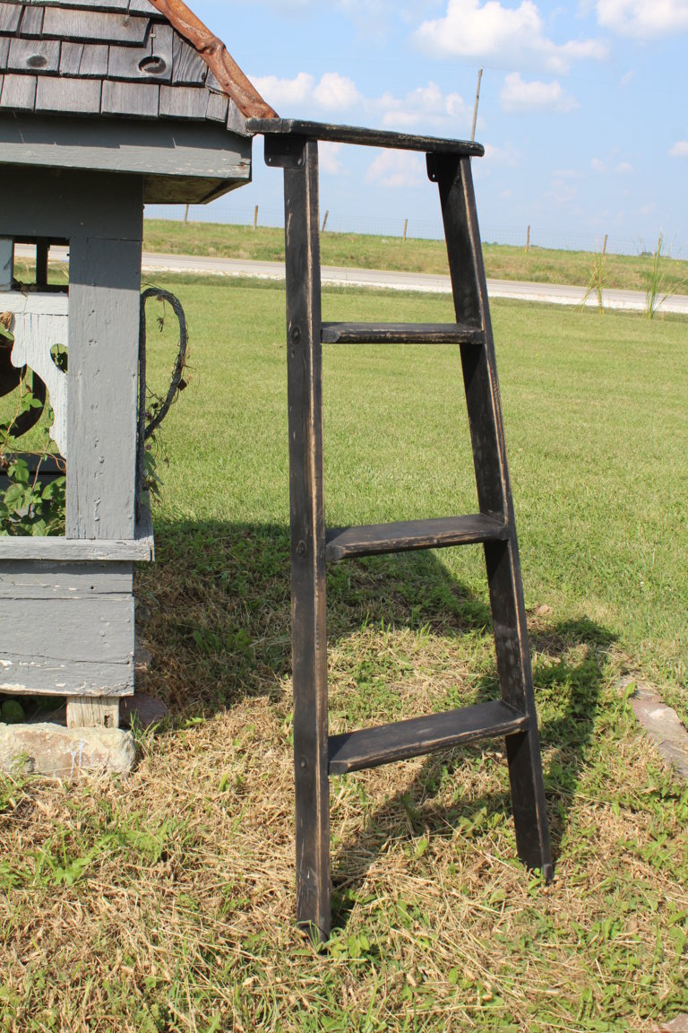 4 Step - Half Step Wood Ladder Small Shelf