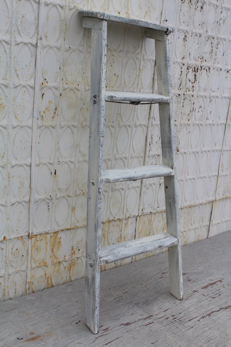 4 Step - Half Step Wood Ladder Small Shelf