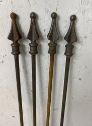 4 Wrought Iron Hose Guards with Cast Iron Quad Finial
