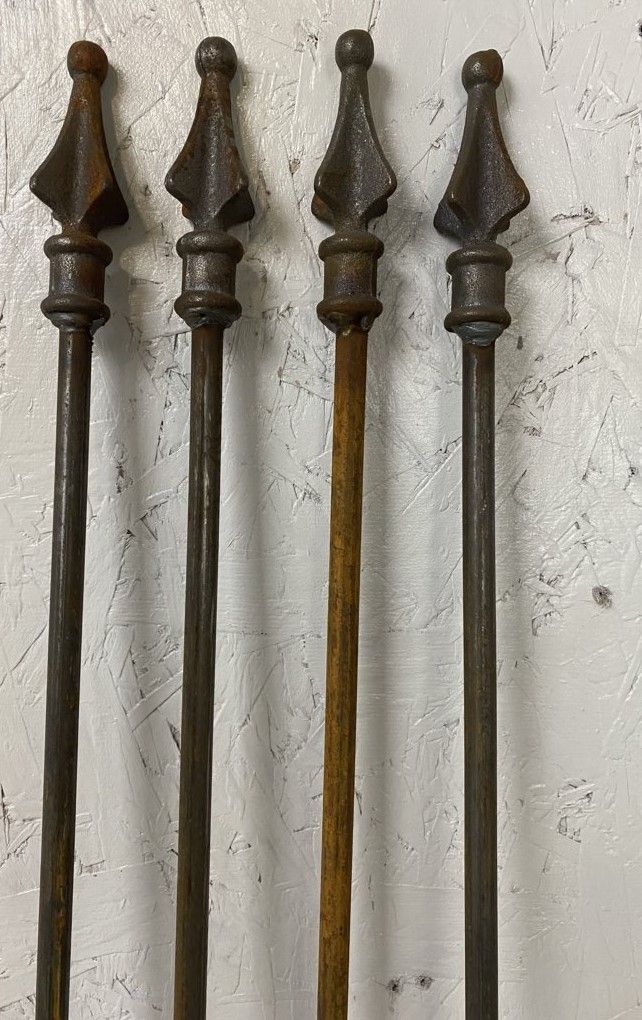 4 Quad Finial Wrought Iron 43" Garden Stakes