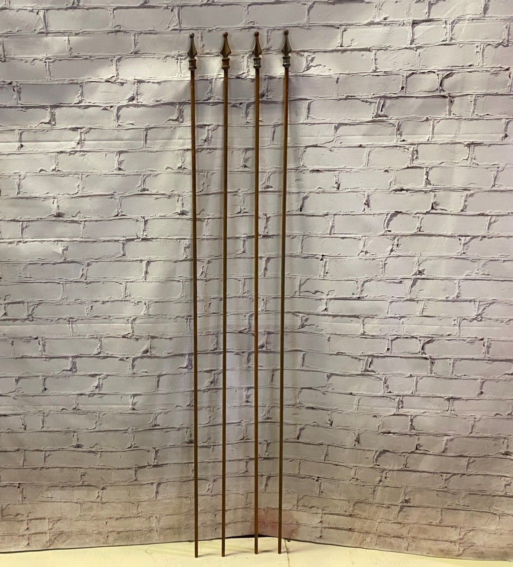4 Quad Finial Wrought Iron 43" Garden Stakes