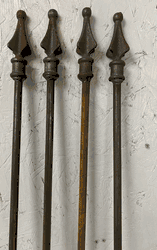 4 Quad Finial Wrought Iron 43" Garden Stakes