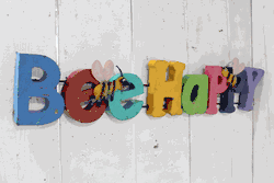 47" Recycled Metal Bee Happy Sign Decorative Wall Art