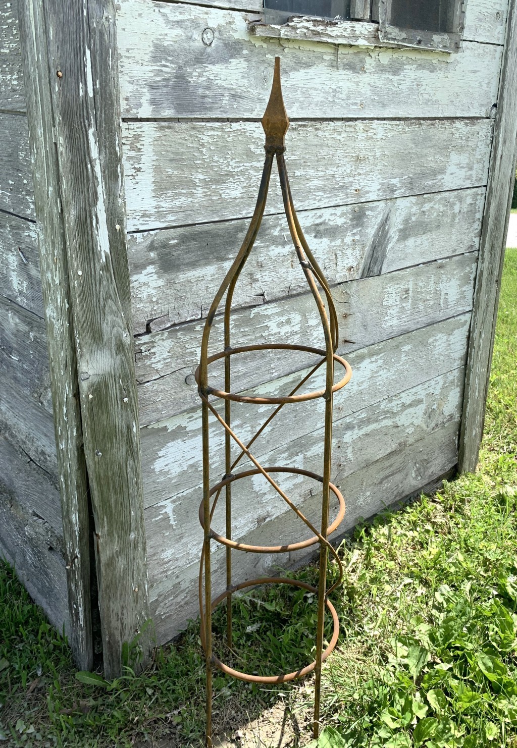 41" Wrought Iron Rose Topiary Obelisk Plant Support