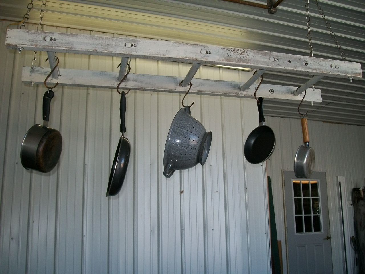 5 Rung Pot Rack or Drying Rack using Vintage Ladder