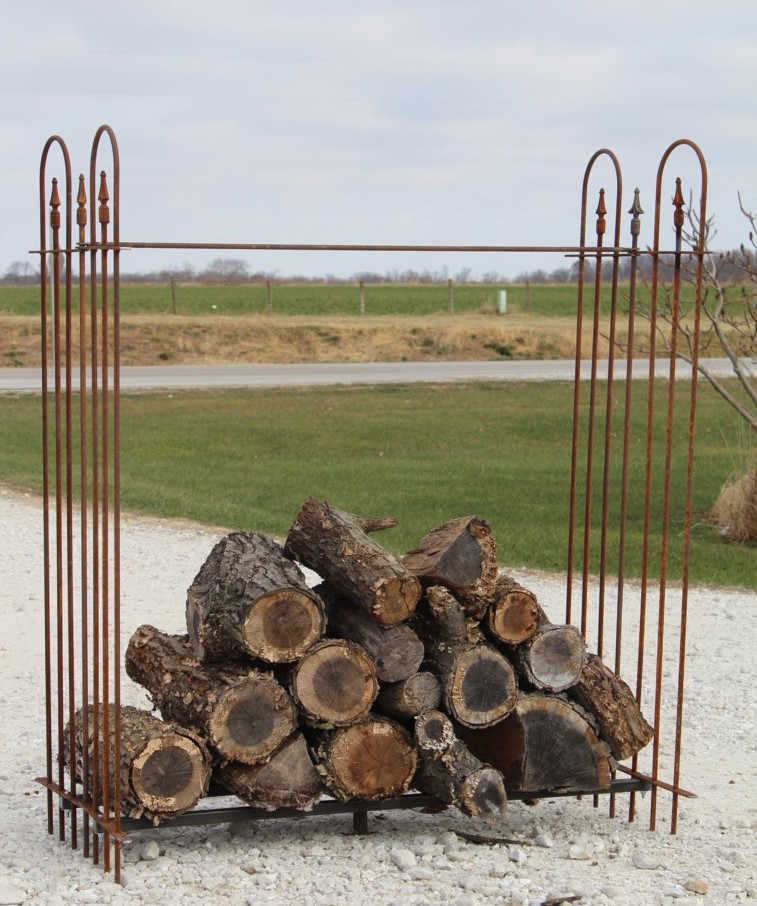 5't Wrought Iron Firewood Storage Rack For Fireplace