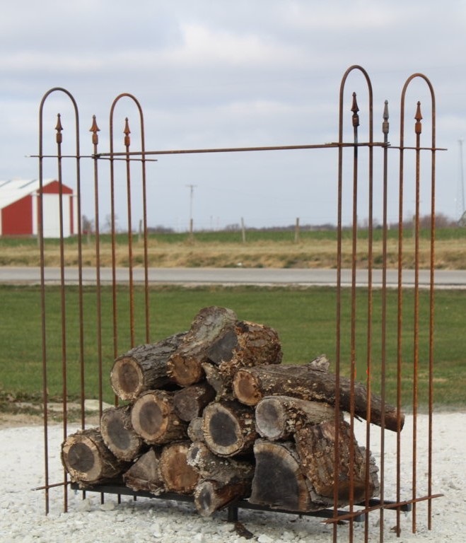 5't Wrought Iron Firewood Storage Rack For Fireplace