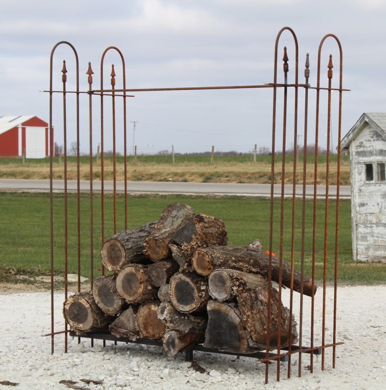 5't Wrought Iron Firewood Storage Rack For Fireplace