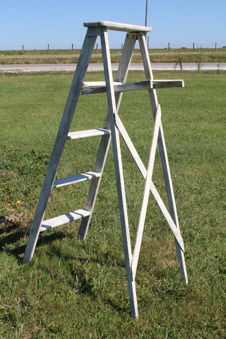 5' Vintage White Stepladder for Home Decorating