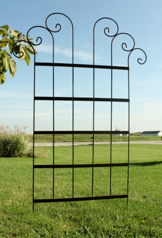 52" Wide Wrought Iron Spin Trellis Plant Support