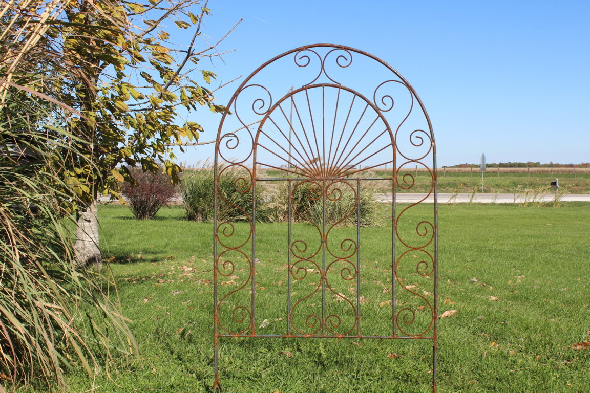 55" Wrought Iron Sunrise Trellis Metal Screen for Climbing Vines