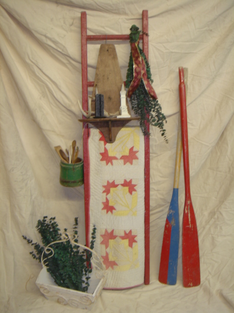 6 Rung Vintage - Painted Red Decorative Ladder