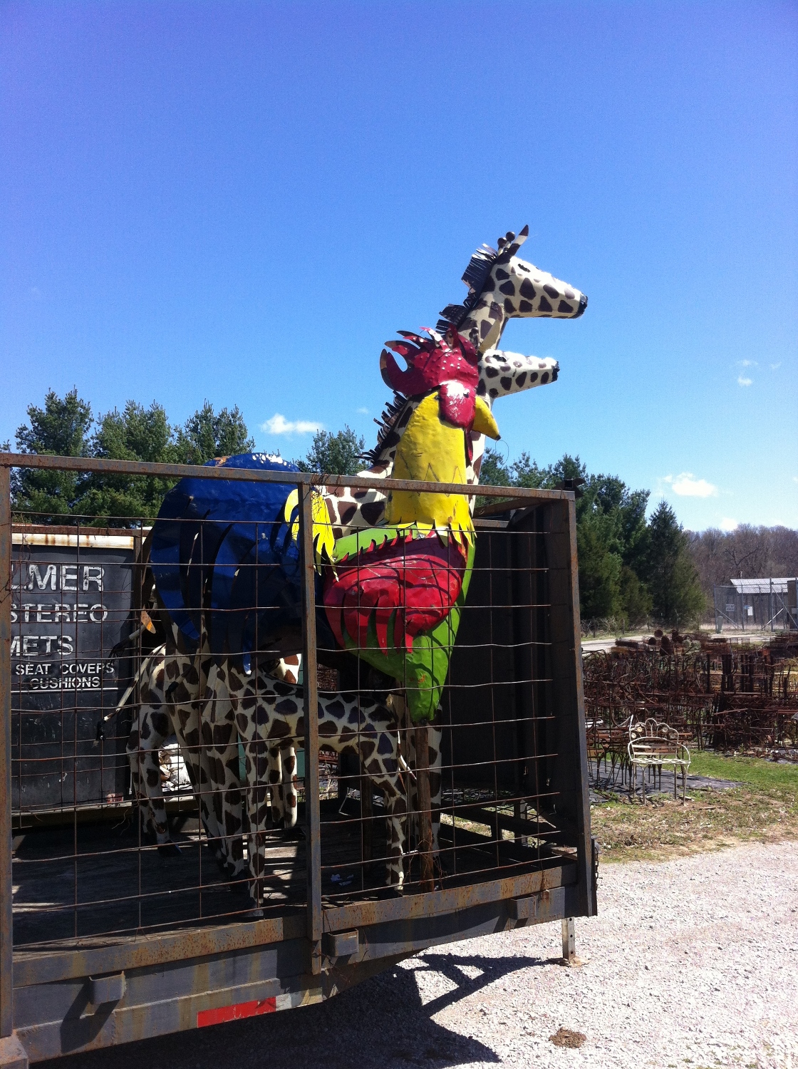 60" Metal Giant Colorful Rooster - 5-ft Tall Tin Sculpture