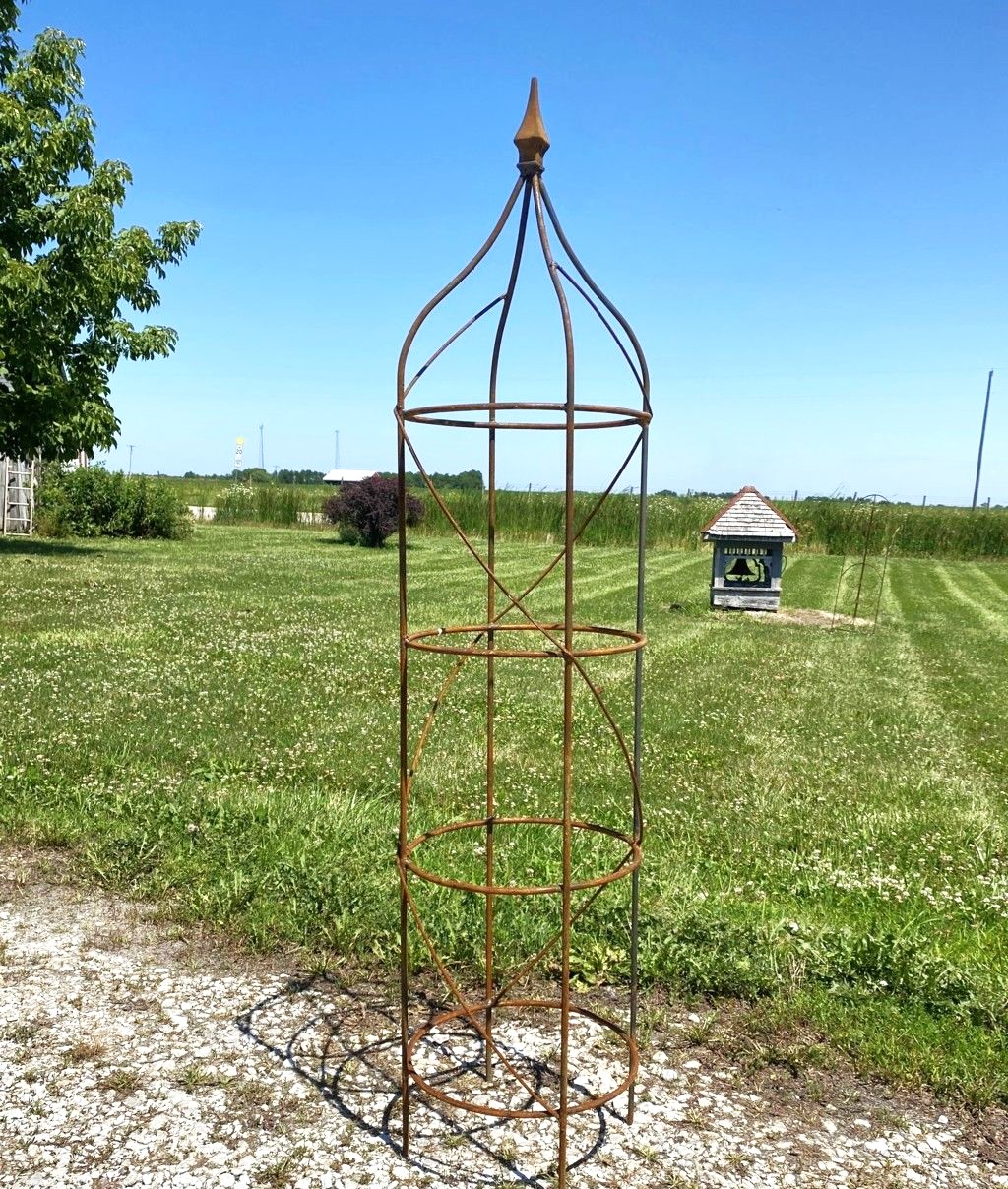 64" Wrought Iron Rose Garden Obelisk - Topiary