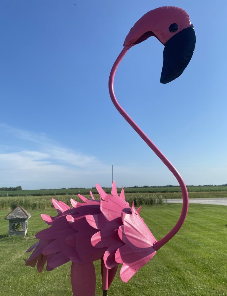 65" Metal Flamingo Yard Decor - Recycled Sculpture