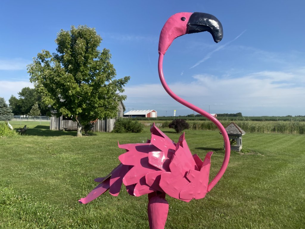65" Metal Flamingo Yard Decor - Recycled Sculpture