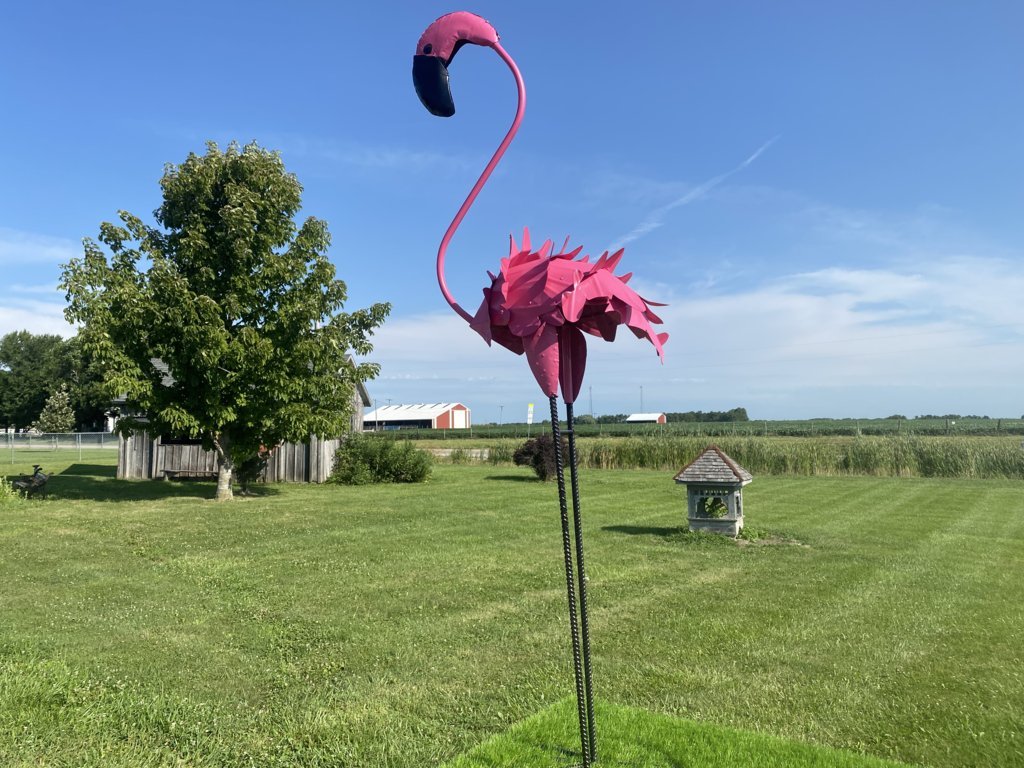 65" Metal Flamingo Yard Decor - Recycled Sculpture