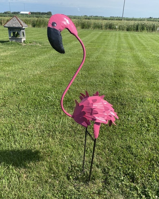 65" Metal Flamingo Yard Decor - Recycled Sculpture