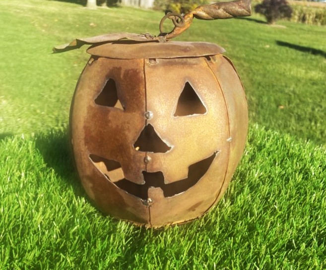 7" Metal Pumpkin with Lid - Fall Decor - Halloween Decoration